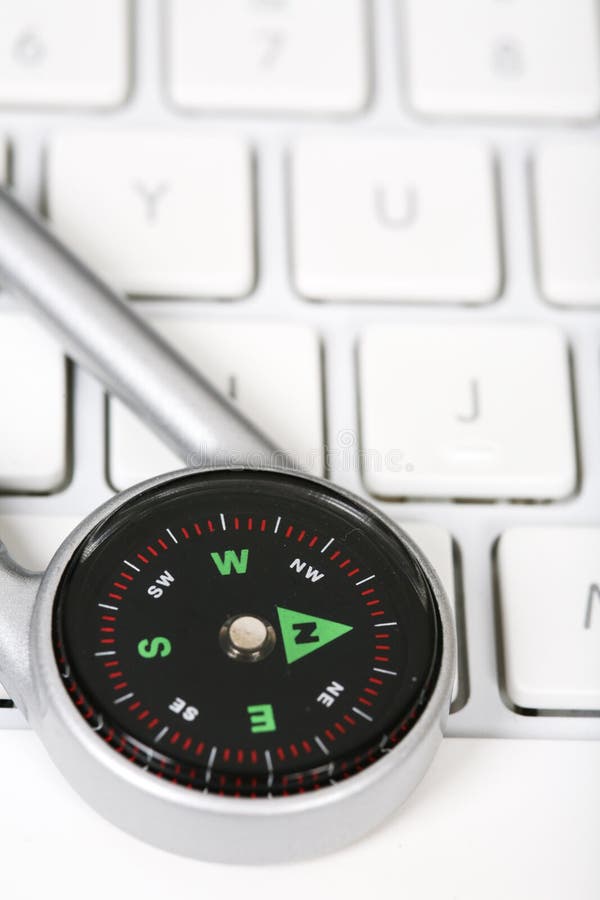 Computer Keyboard and Compass Stock Image - Image of choice ...