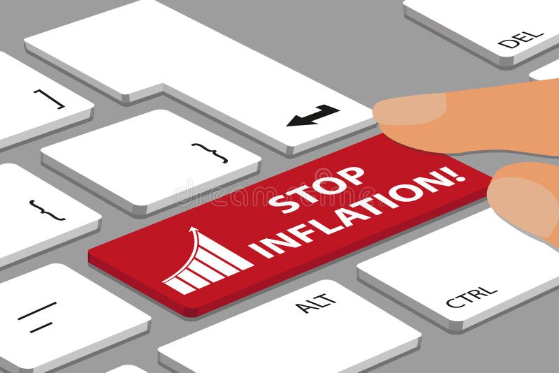 Computer Keyboard Concept with Red Stop Inflation Push Button and ...