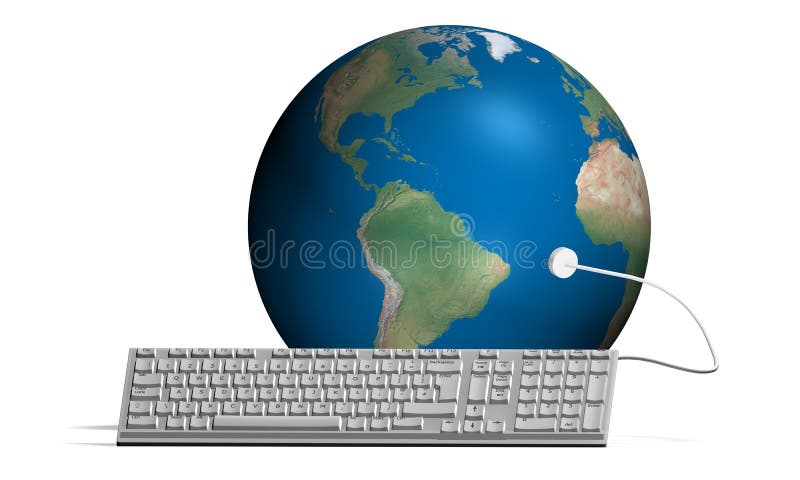 Computer Keyboard Connected with the World Stock Illustration ...