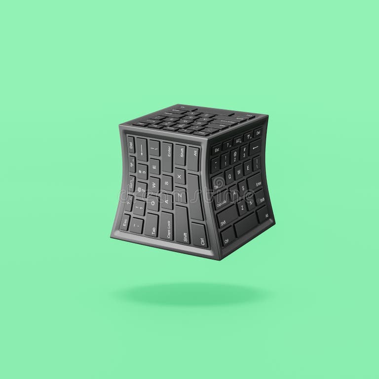 Computer Keyboard Cube Shape on Green Background Stock Illustration ...