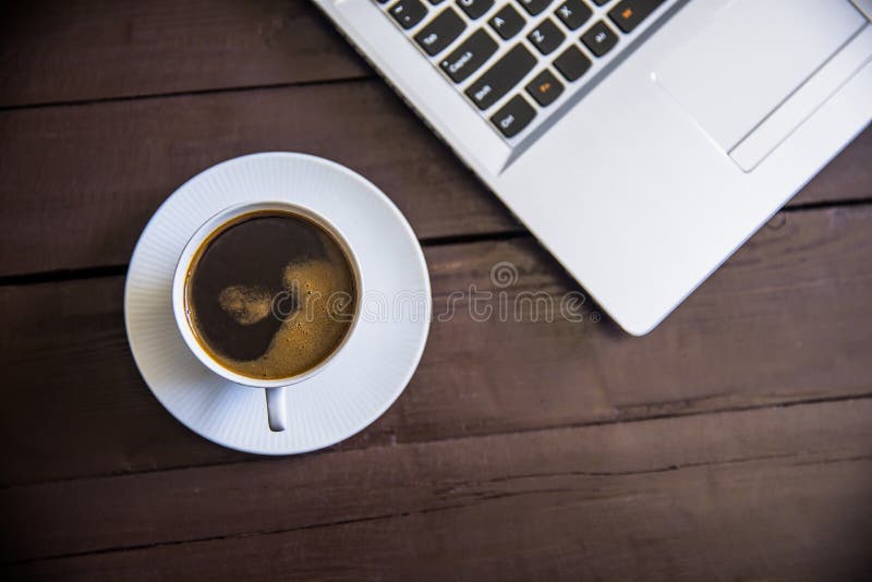 Computer Keyboard with Cup of Coffee Stock Photo - Image of desk ...