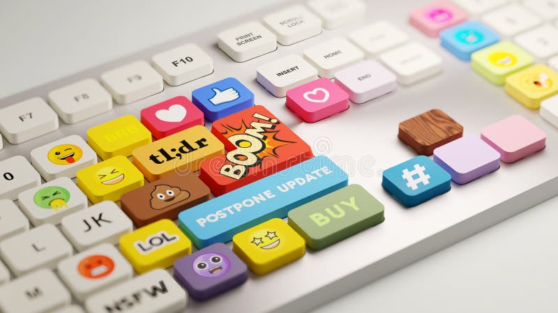Computer Keyboard with Custom Buttons Stock Illustration - Illustration ...