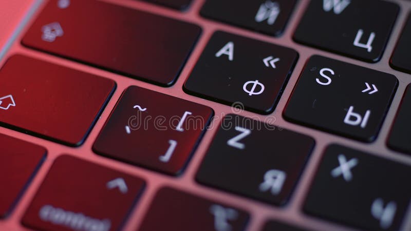 Computer Keyboard Details Background. Action. Close Up Top View of ...