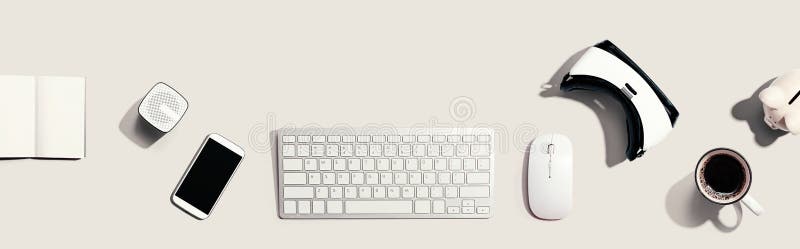 Computer Keyboard with Digital Devices Stock Image - Image of office ...