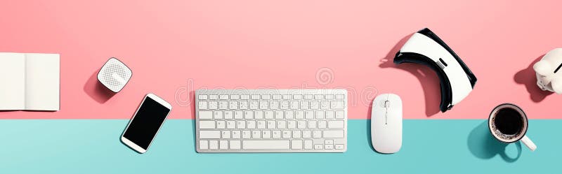 Computer Keyboard with Digital Devices Stock Image - Image of online ...