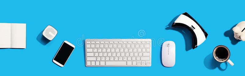 Computer Keyboard with Digital Devices Stock Image - Image of online ...