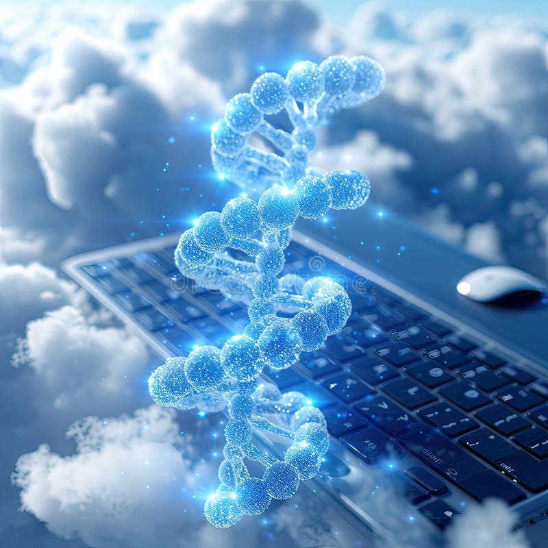 A Computer Keyboard with a Dna Structure Emerging from it Stock Image ...
