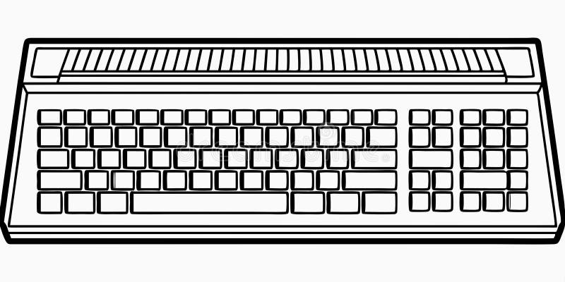 Computer Keyboard Drawing in Black and White on White Background Stock ...