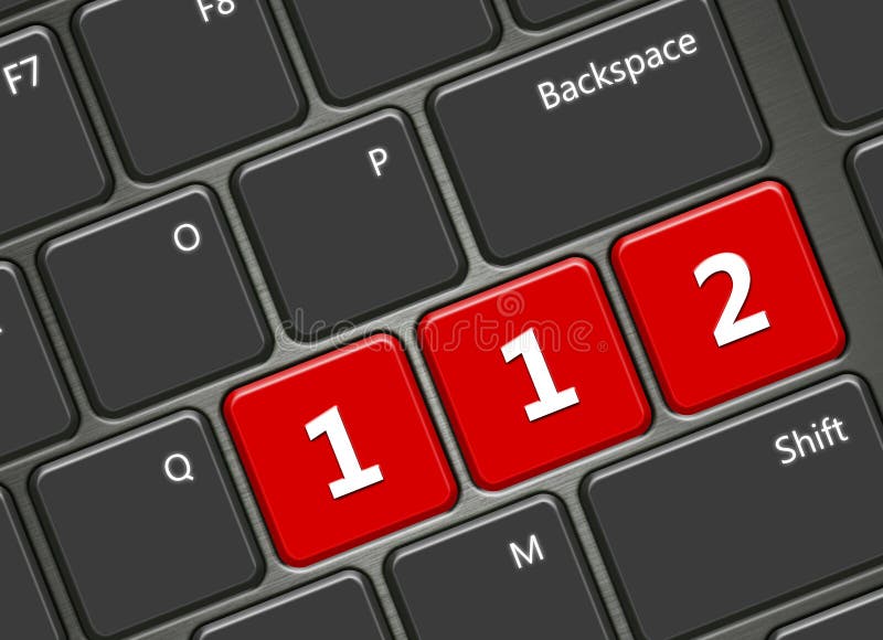 Computer Keyboard with 112 Emergency Number Stock Illustration ...