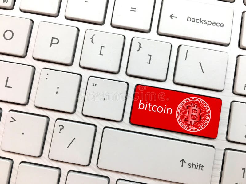 Computer Keyboard Enter Button with Bitcoin and Bitcoin Symbol Stock ...