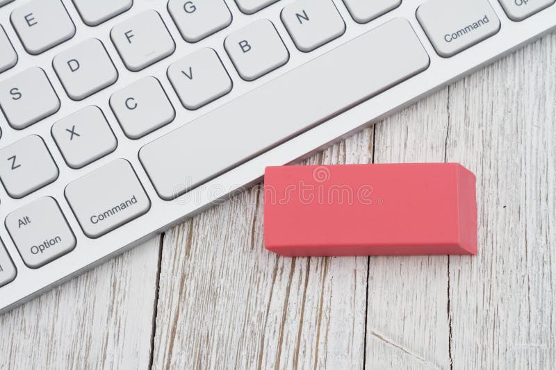 Computer Keyboard with an Eraser Stock Photo - Image of technology ...