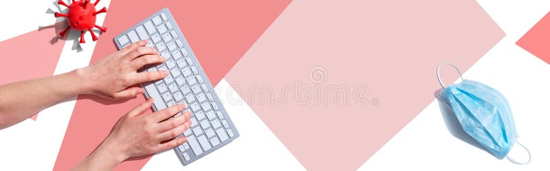 Computer Keyboard with a Face Mask - Covid Theme Stock Photo - Image of ...