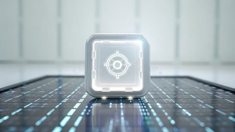 Computer Keyboard Featuring a Crystal Clear Digital Vault Icon Hovering ...