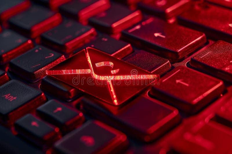 A Computer Keyboard Featuring a Prominent Red Logo, Email Security ...