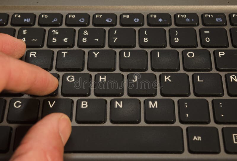 Computer Keyboard with Finger Approaching G Key Stock Image - Image of ...
