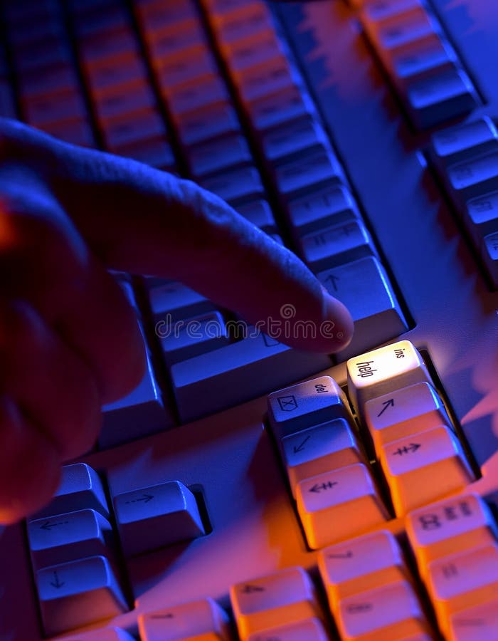 Computer Keyboard with Finger Pointing To Help Key Stock Image - Image ...
