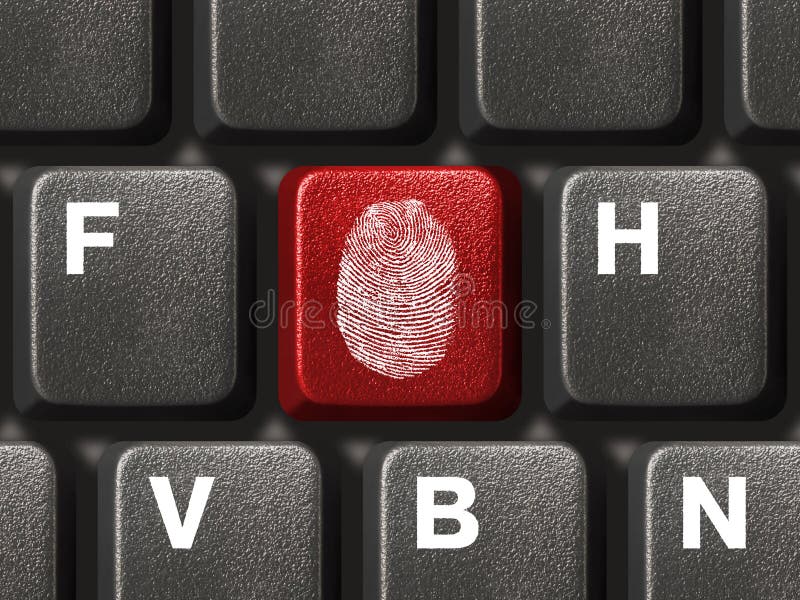 Computer Keyboard with Fingerprint Stock Photo - Image of information ...