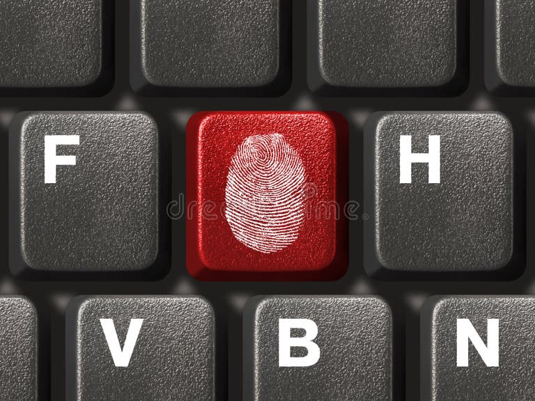Computer Keyboard with Fingerprint Stock Photo - Image of information ...