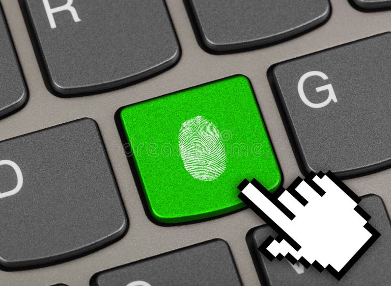 Computer Keyboard with Fingerprint Stock Photo - Image of identify ...