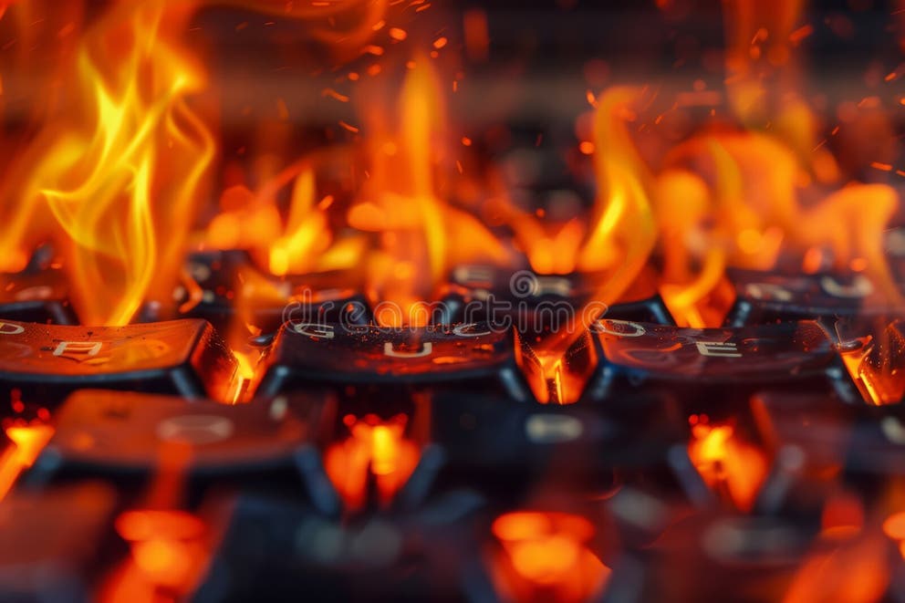 Computer Keyboard is on Fire Stock Photo - Image of heat, bonfire ...