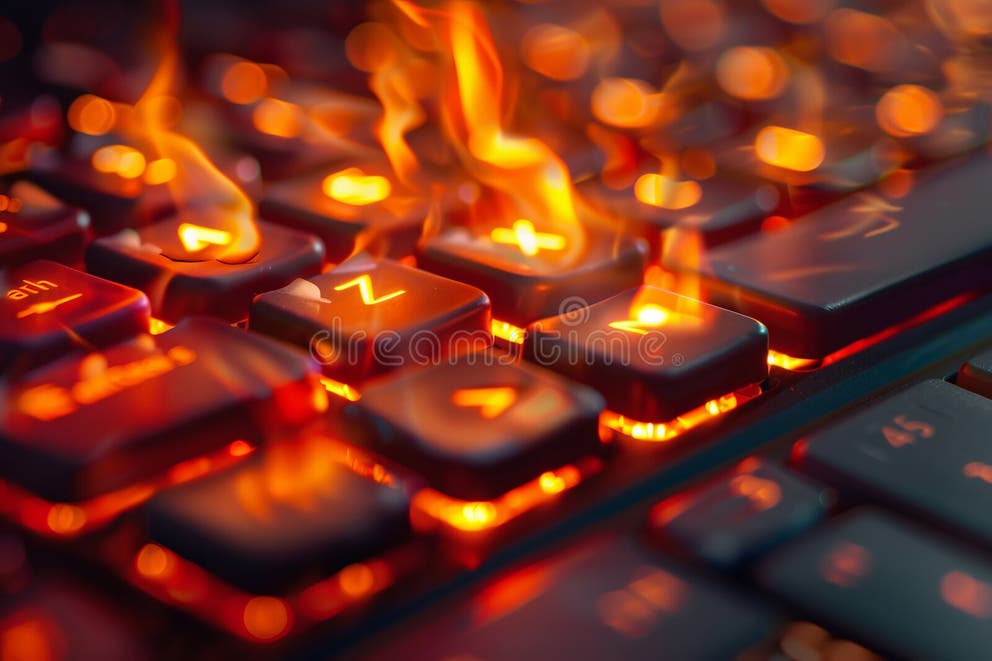Computer Keyboard is on Fire Stock Image - Image of electronic, indoor ...
