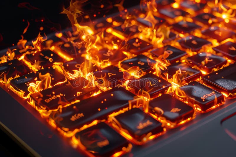 Computer Keyboard is on Fire Stock Image - Image of fire, computer ...