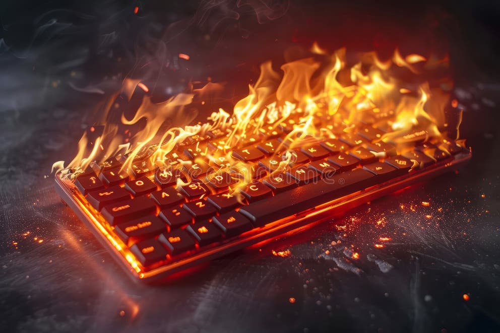 Computer Keyboard is on Fire Stock Image - Image of engulfed, generated ...