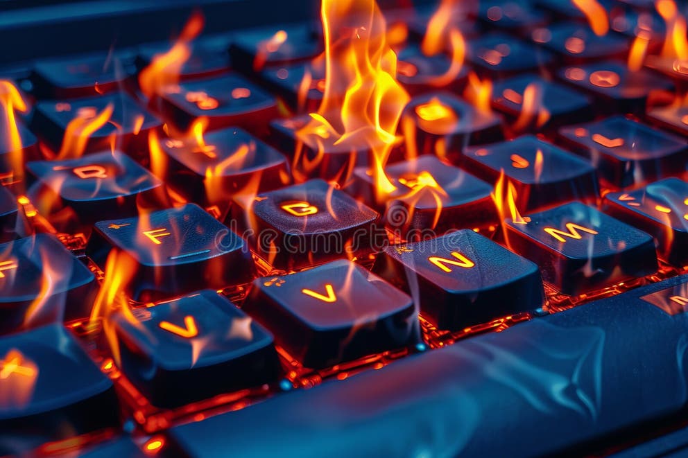Computer Keyboard is on Fire Stock Photo - Image of alphabet, computer ...
