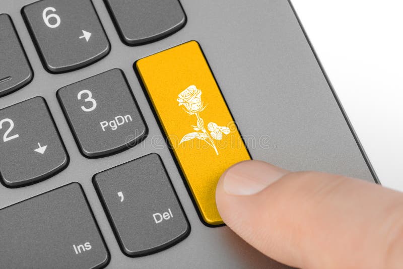 PC Keyboard with Flower Key Stock Image - Image of internet, love: 6147659