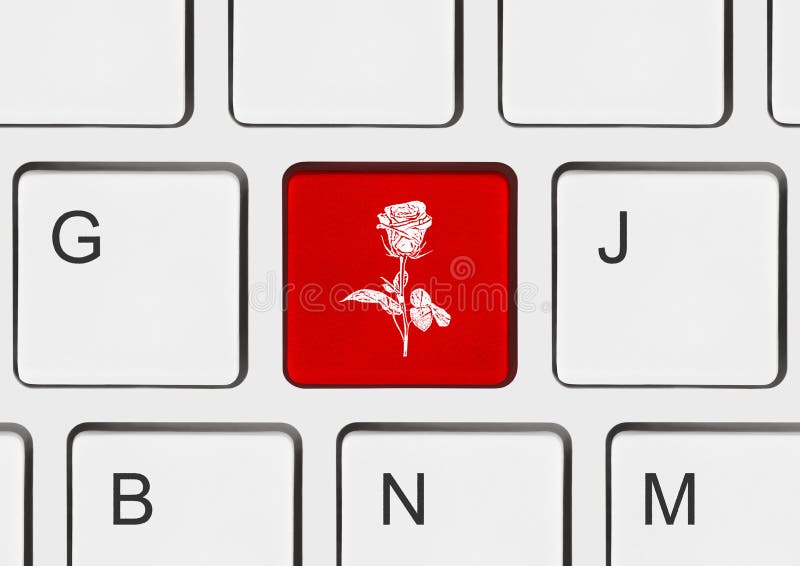 PC Keyboard with Flower Key Stock Image - Image of internet, love: 6147659