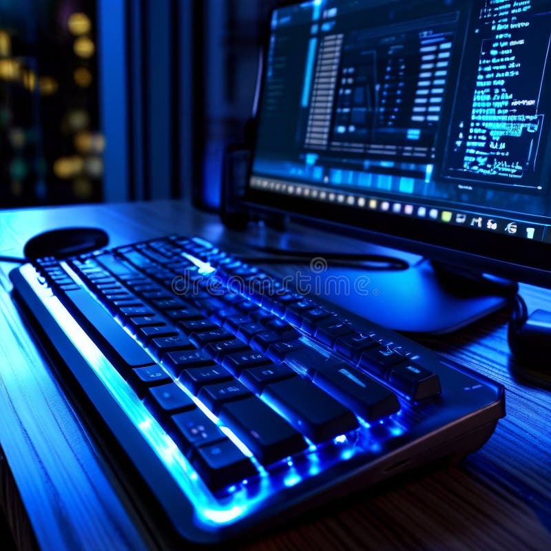 Computer Keyboard with Glowing Lights Stock Illustration - Illustration ...