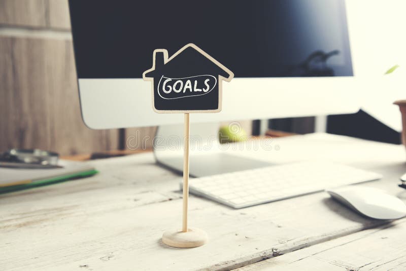 Computer Keyboard and Goals in House Model Stock Photo - Image of ...