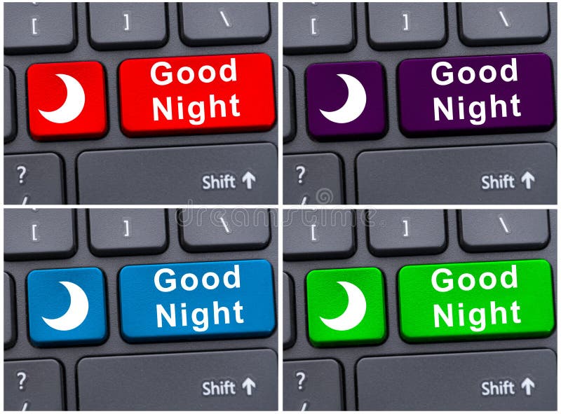 Computer Keyboard with Good Night Button Stock Image - Image of ...