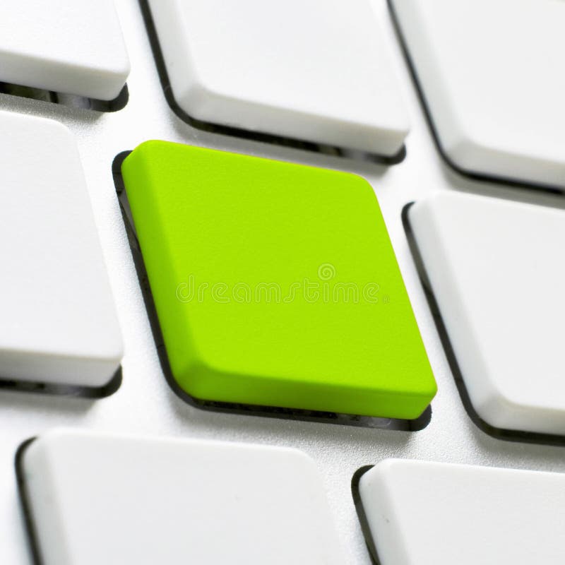 Computer Keyboard with Green Button Stock Image - Image of green ...