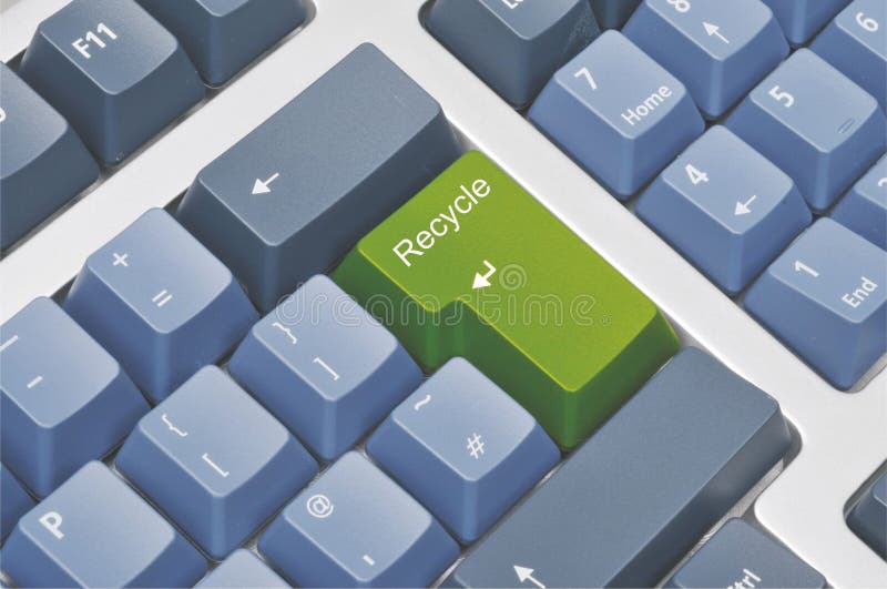 Computer Keyboard with Green Recycle Button Stock Illustration ...