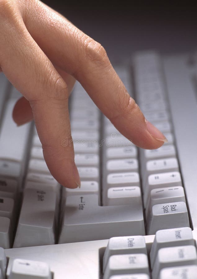 Computer keyboard and hand stock image. Image of technology - 49414299