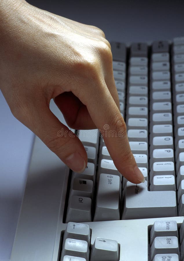 Computer keyboard and hand stock photo. Image of hand - 49414336