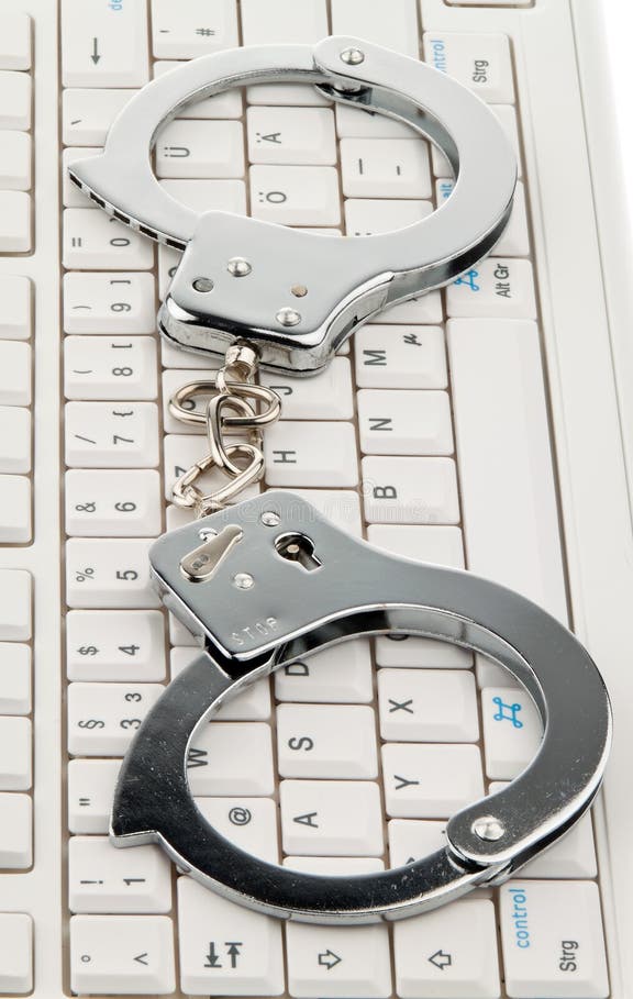 Computer Keyboard Handcuffs. Cybercrime. Editorial Photography - Image ...