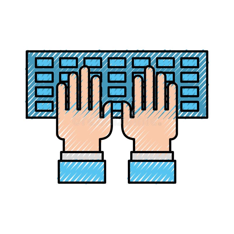 Hands Computer Keyboard Sketch Stock Illustrations – 157 Hands Computer ...