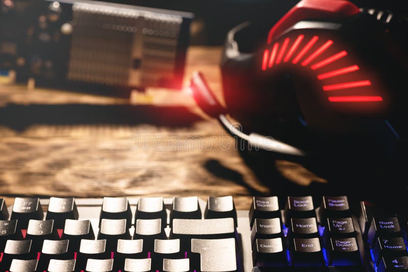 Keyboard and headset stock photo. Image of light, cyber - 192764116