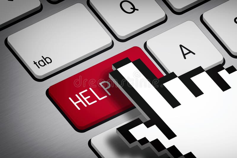 Computer Keyboard with Help Button Stock Illustration - Illustration of ...