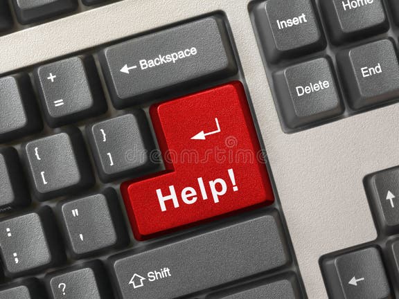 Computer Keyboard with Help Key Stock Photo - Image of problems ...