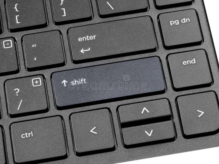 Computer Keyboard with Highlighted Shift Key Stock Photo - Image of ...