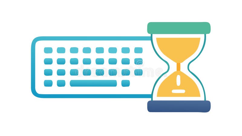 Computer Keyboard with Hourglass: Timed Work Session, Vector Design ...