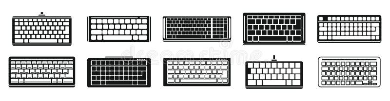 Computer Keyboard Icons Set, Simple Style Stock Illustration ...