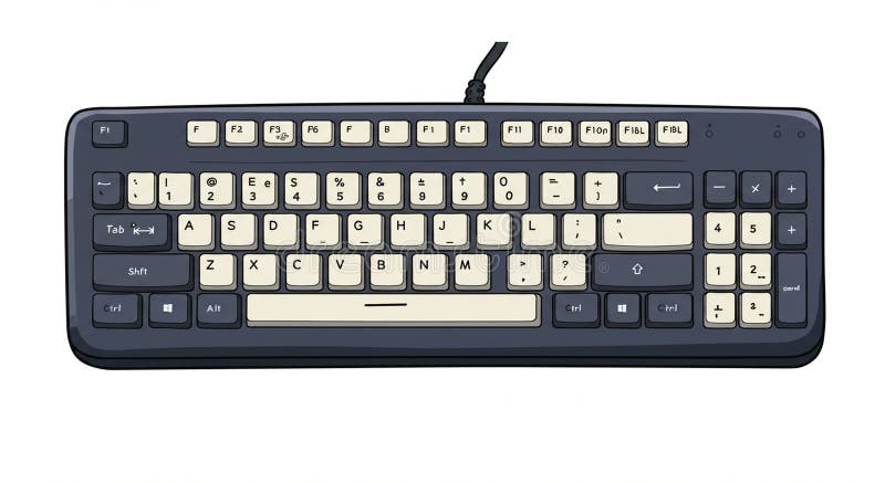 A Computer Keyboard Illustration with a Black and Beige Color Scheme ...