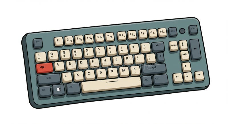 Computer Keyboard Illustration with a Retro Design. the Layout Includes ...