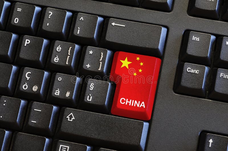Computer Keyboard Key with China Flag Stock Photo - Image of illegal ...