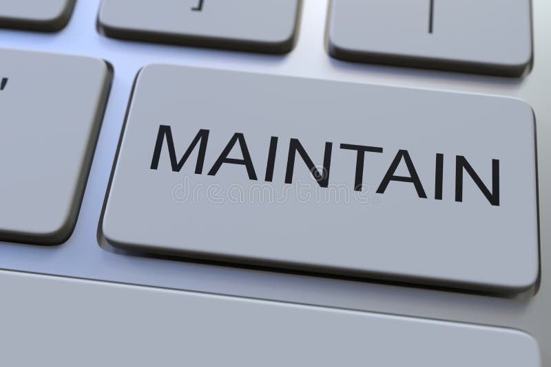 Computer Keyboard Featuring MAINTAIN Key. Conceptual 3D Rendering Stock ...