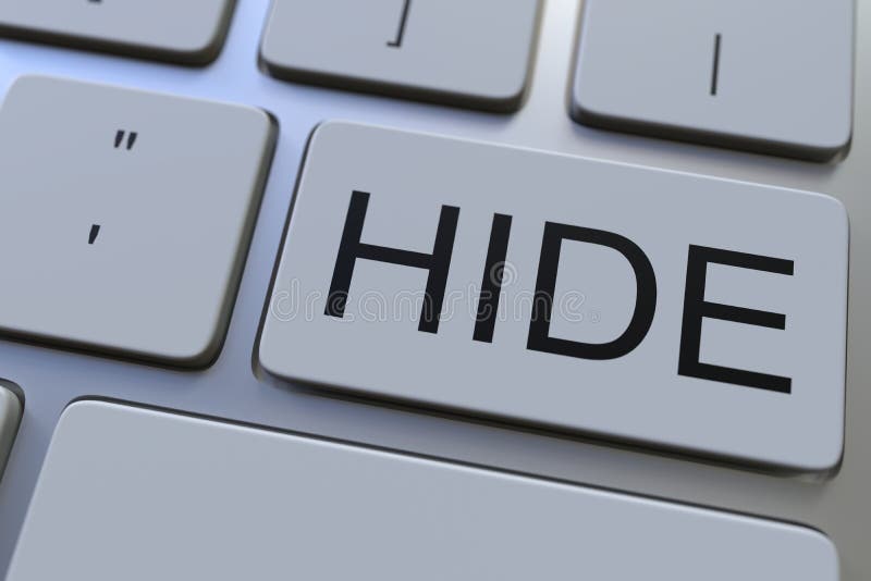 HIDE Key on Computer Keyboard. 3D Rendering Stock Illustration ...